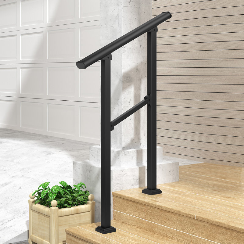 HOMLUX Lovmor Hand Rails for Outdoor Steps, Wrought Iron Railing, Porch And Stair Railing Kit ...